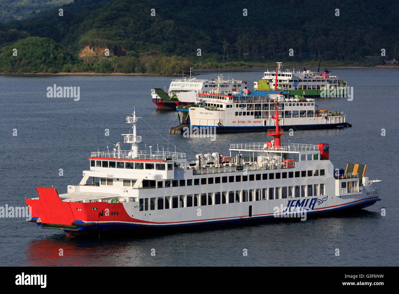 Ferries in Lembar Port, Lombok Island, West Nusa Tenggara Province ...