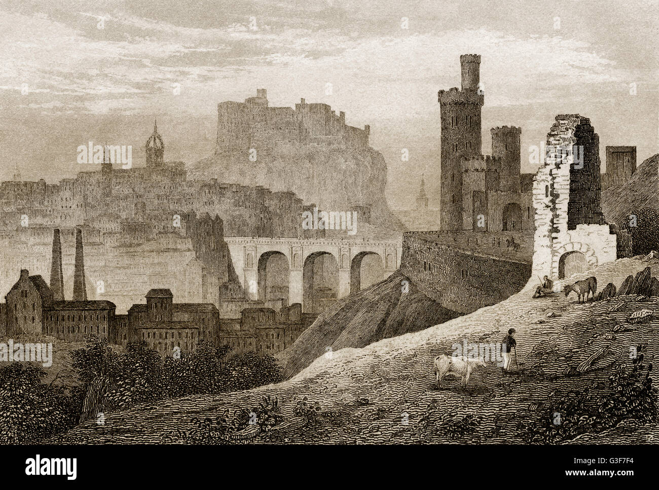 Vintage edinburgh castle view hi-res stock photography and images - Alamy