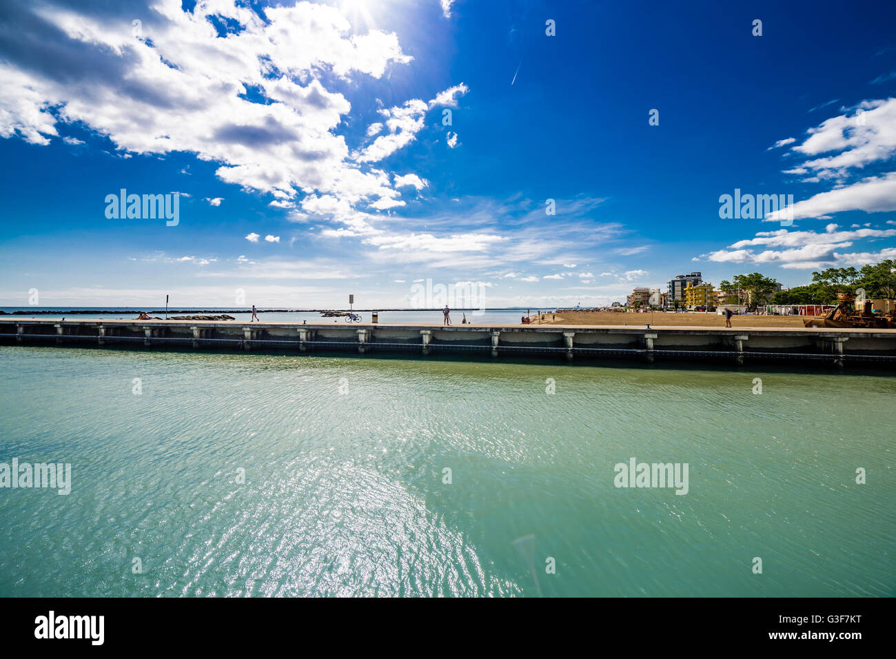 concrete pier pier on the port channel above the sea on the Adriatic ...