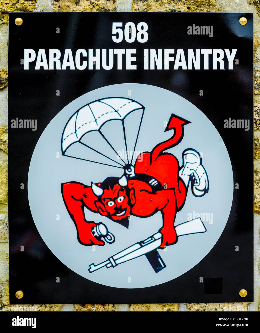 Normandy, France – Plaque of American 508th Parachute Infantry Regiment ...