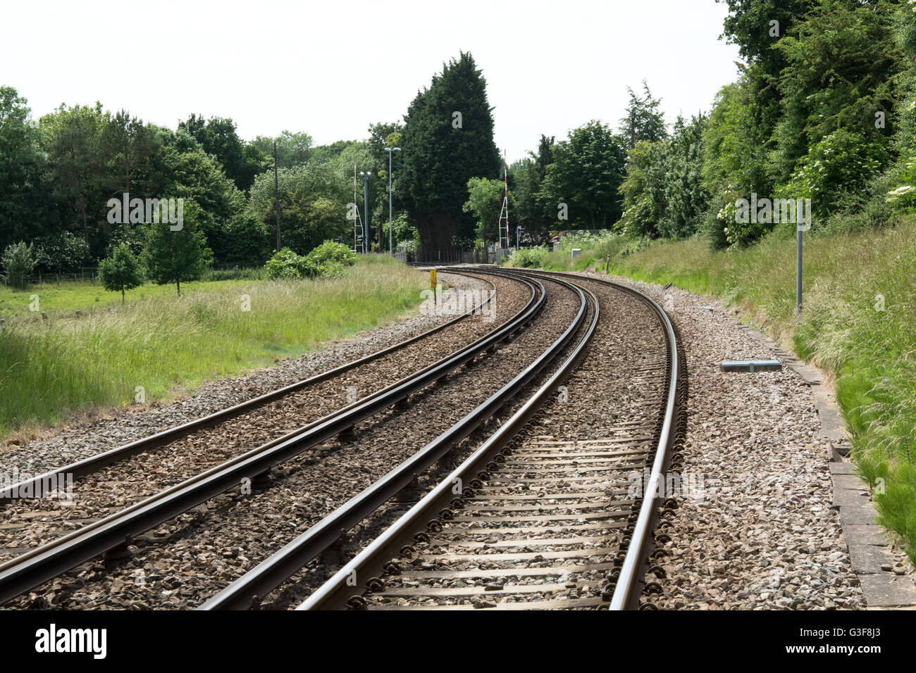 Railway line in the UK Stock Photo - Alamy