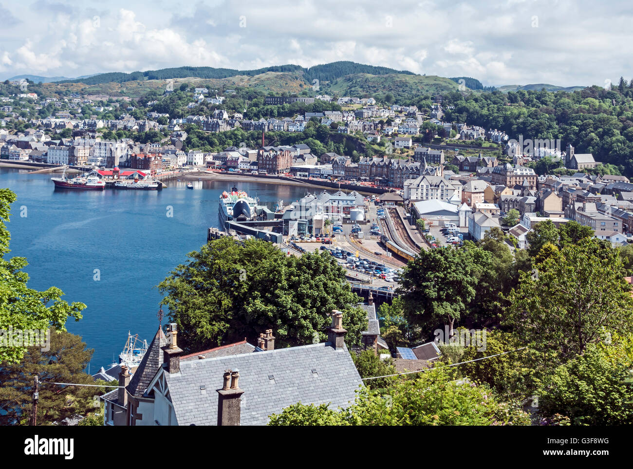 General view of harbour area in Oban Argyll & Bute Scotland with ...