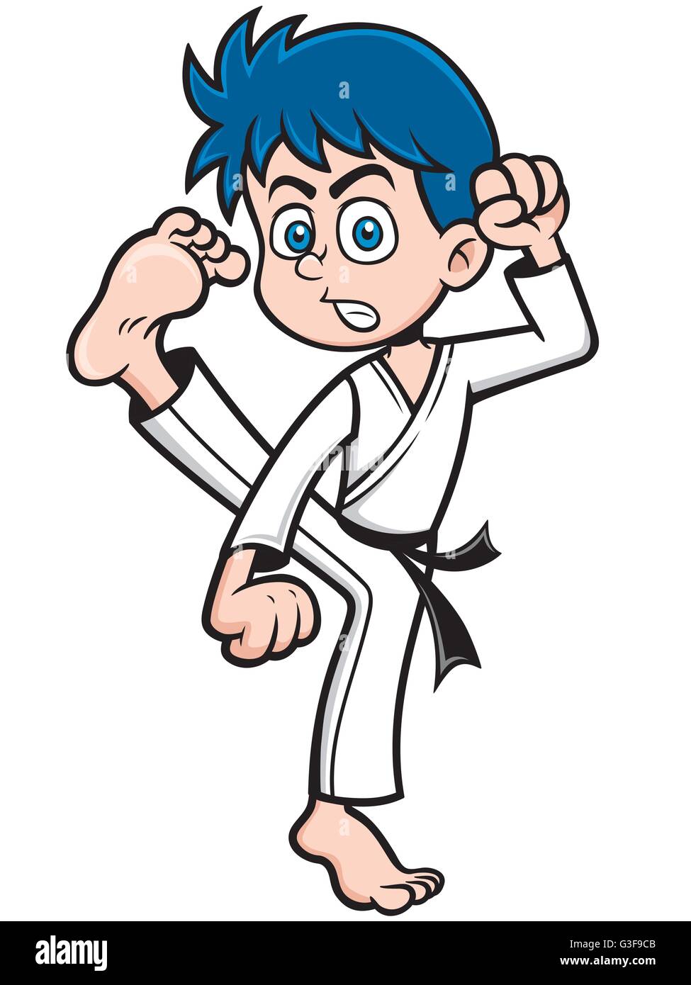 Vector illustration of Boy Karate kick Stock Vector Image & Art - Alamy