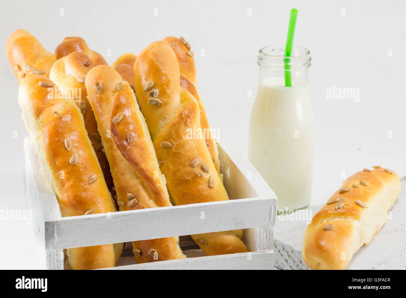 Homemade golden colored pastry in a wooden box Stock Photo - Alamy