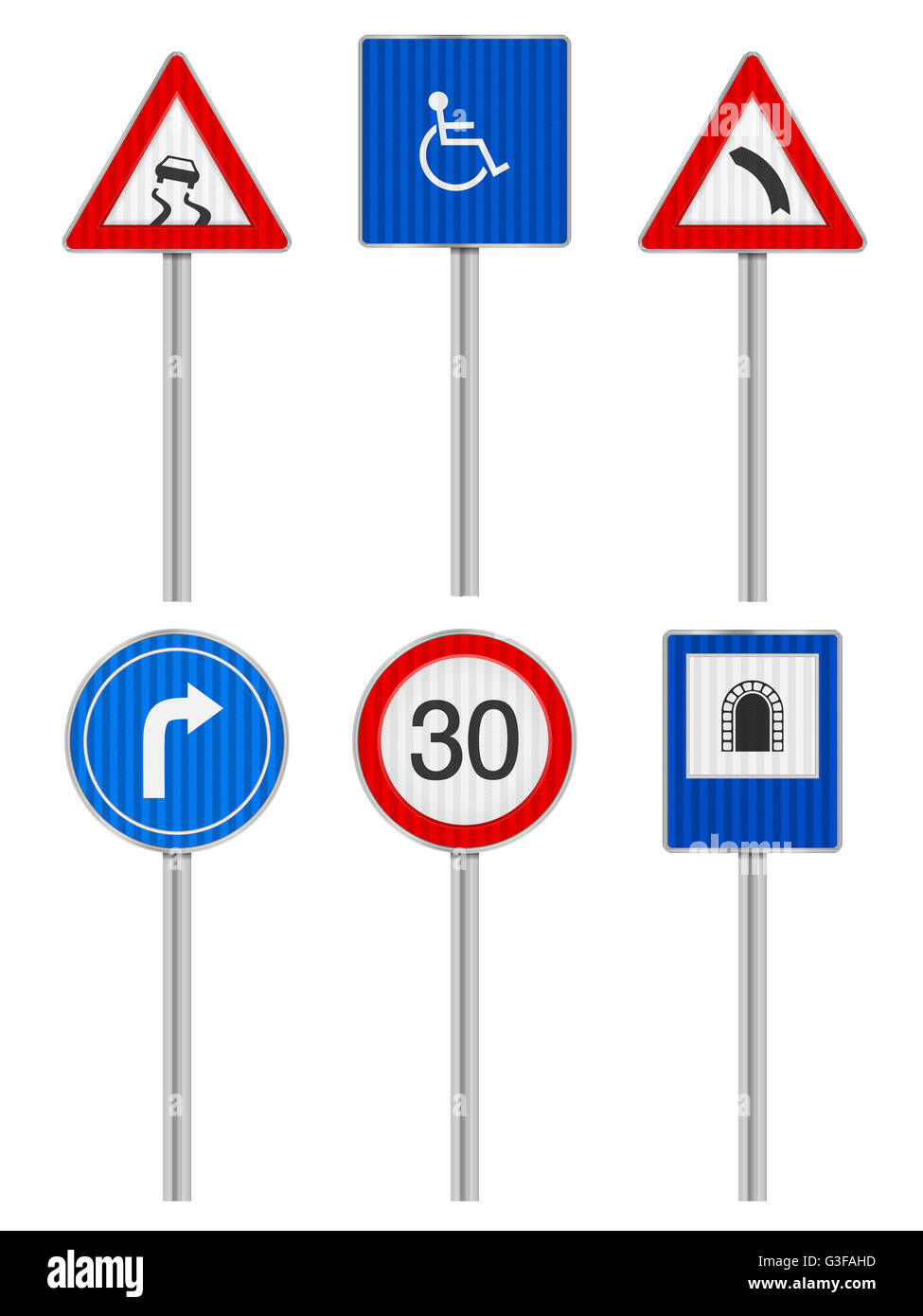 Road signs set on a white background Stock Photo - Alamy