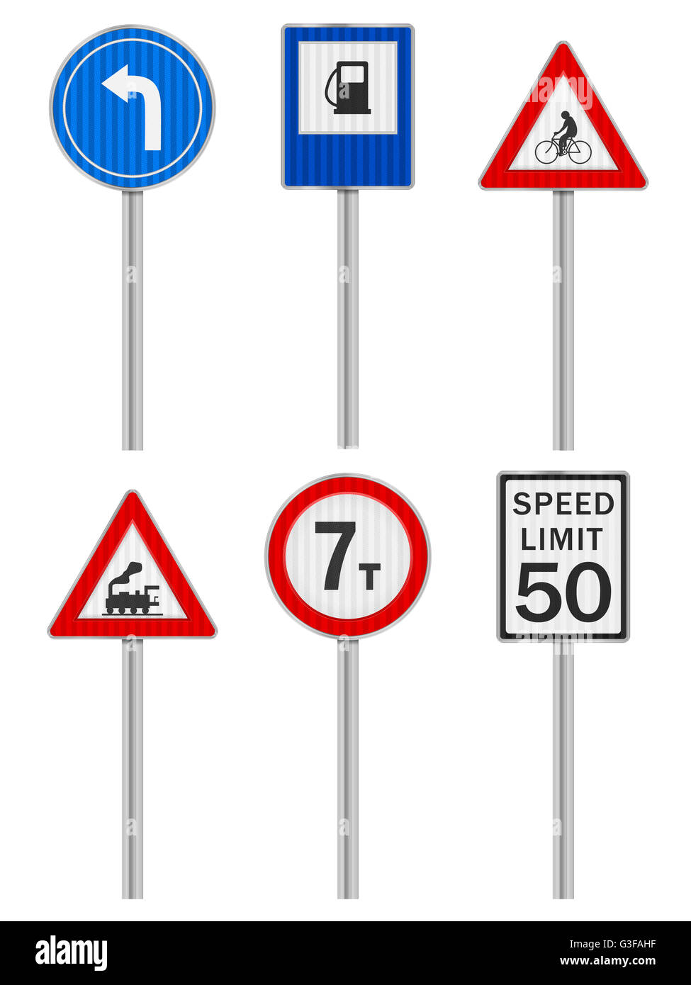 Road signs set on a white background Stock Photo - Alamy