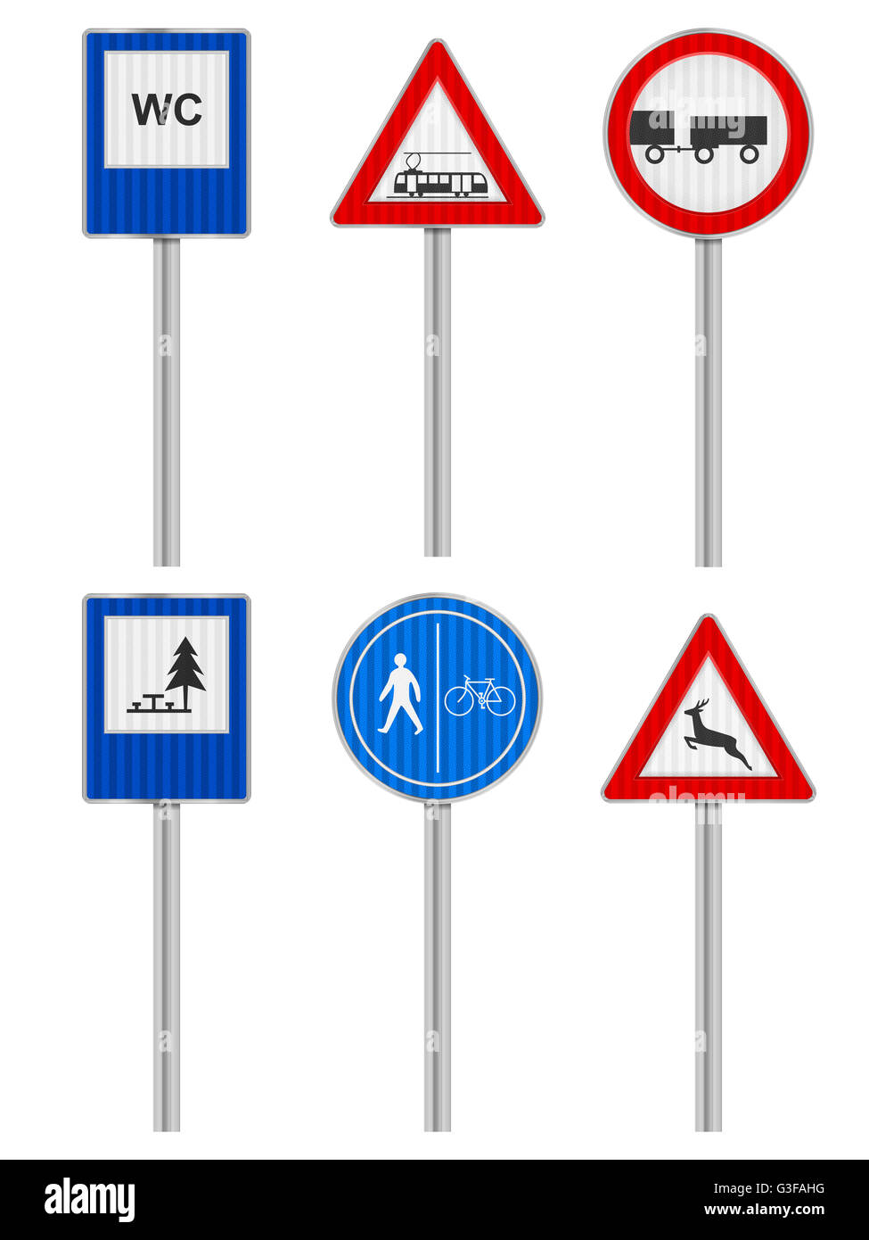 Road signs set on a white background Stock Photo - Alamy