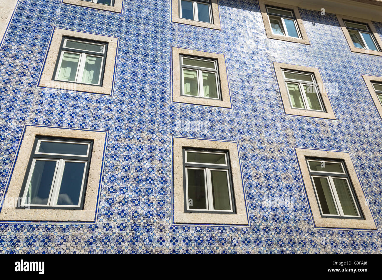 Lisbon buildings with typical traditional portuguese tiles on the wall ...