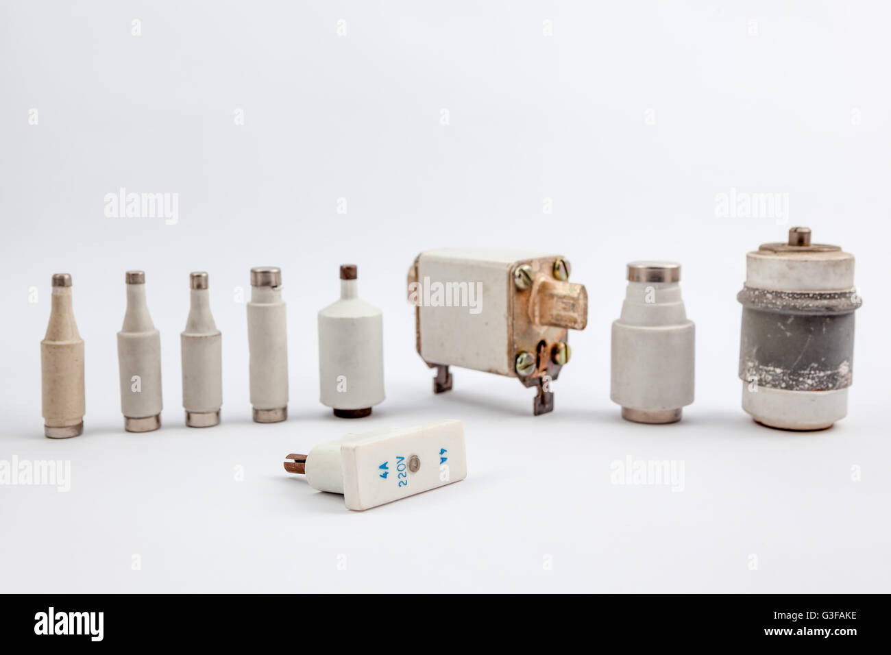 with an white background there are several old fuse Stock Photo - Alamy