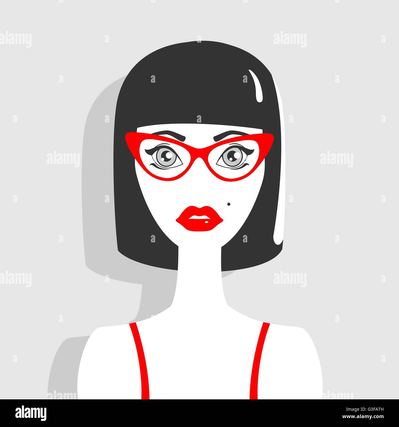Vector Illustration Retro Brunette Girl Stock Vector Image And Art Alamy 