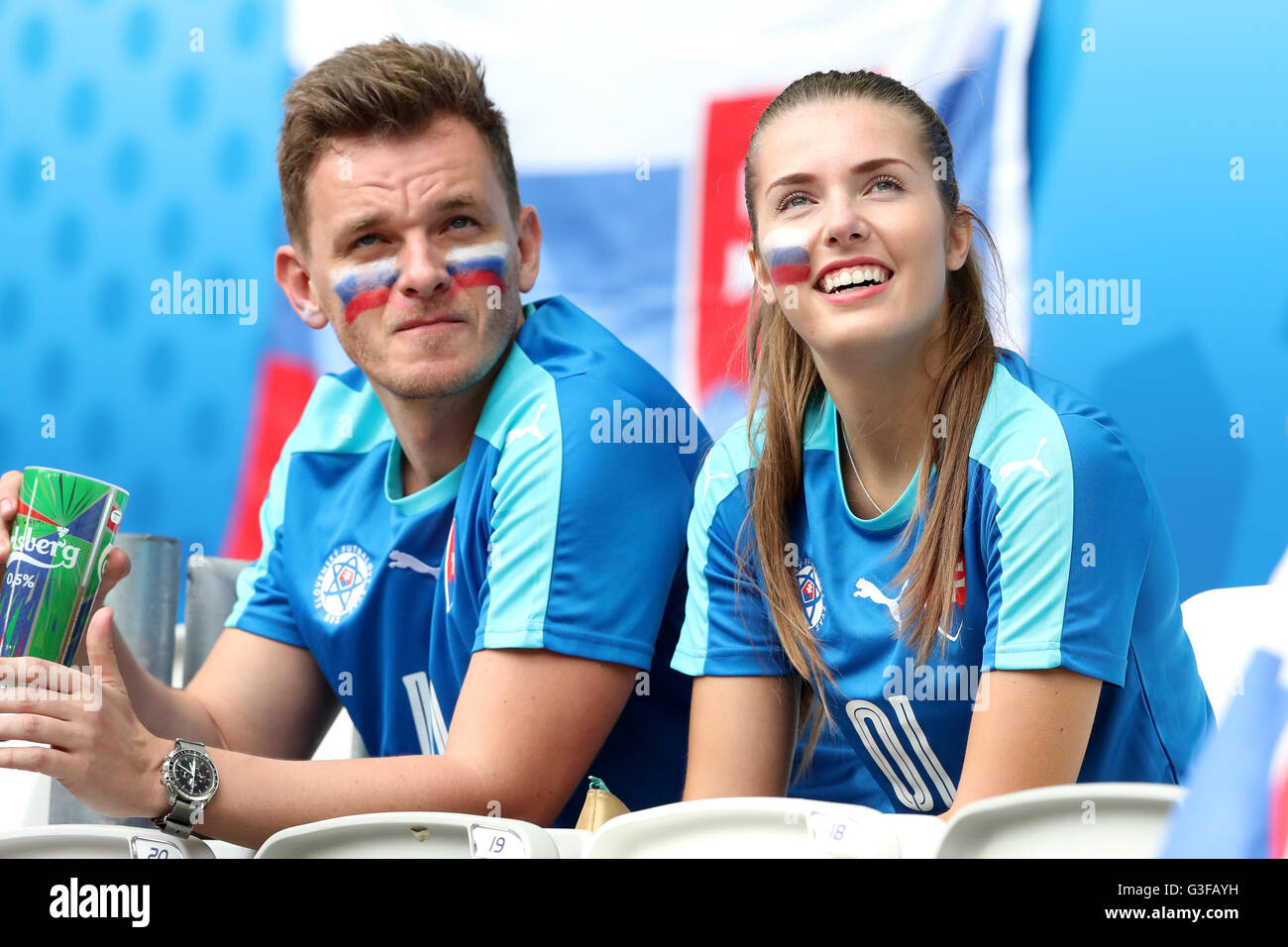 Slovakia fans in the stands before the UEFA Euro 2016, Group B match at ...