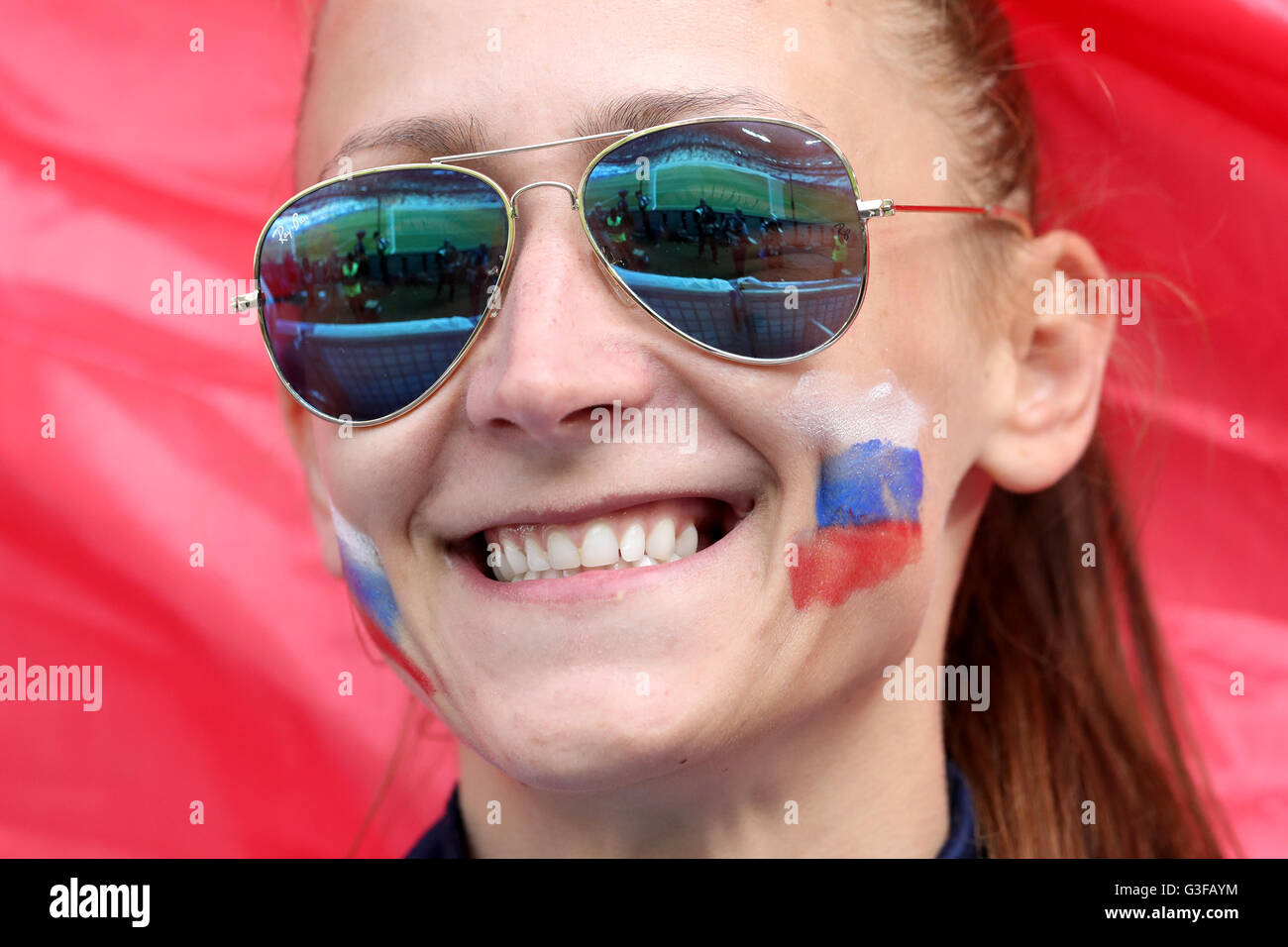 A Slovakia fan shows her support in the stands before the UEFA Euro ...
