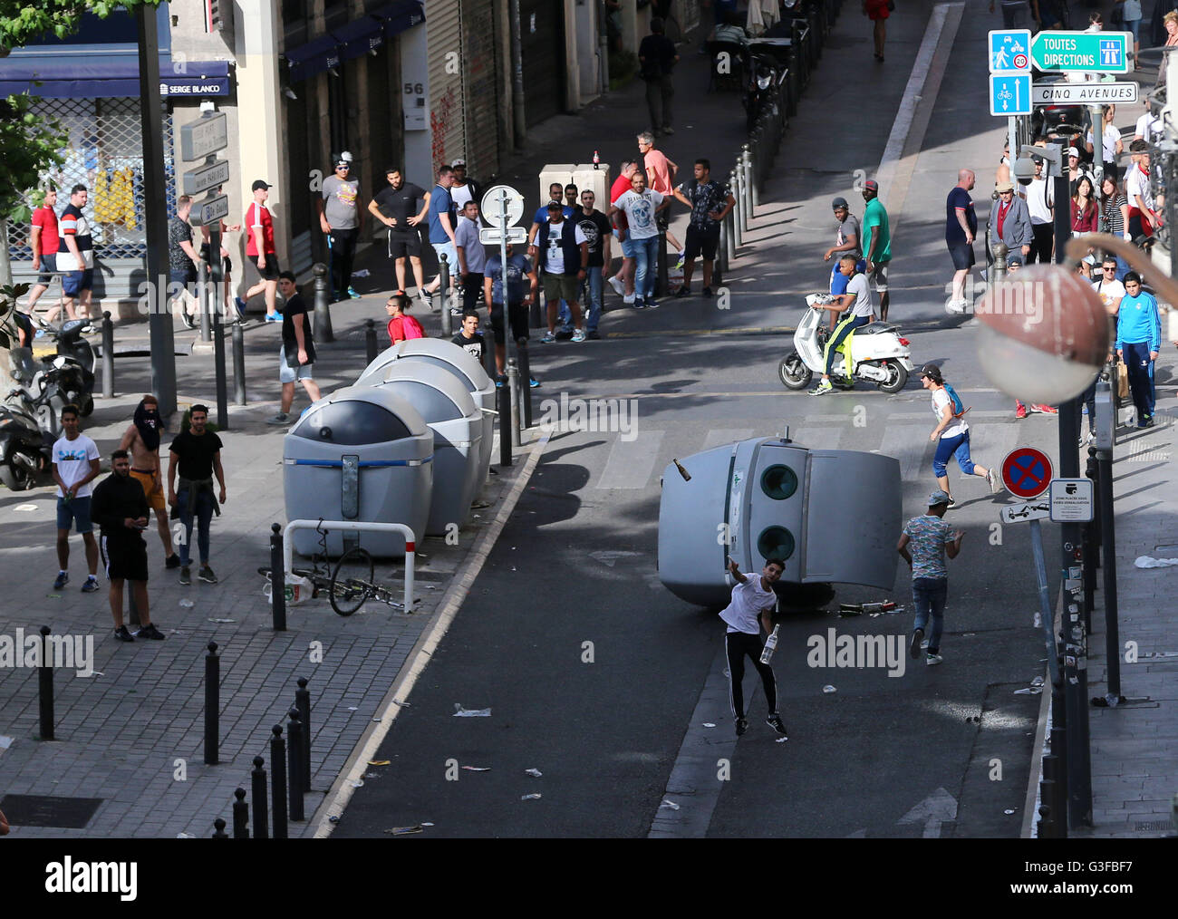 Football fans knock over bins hi-res stock photography and images - Alamy