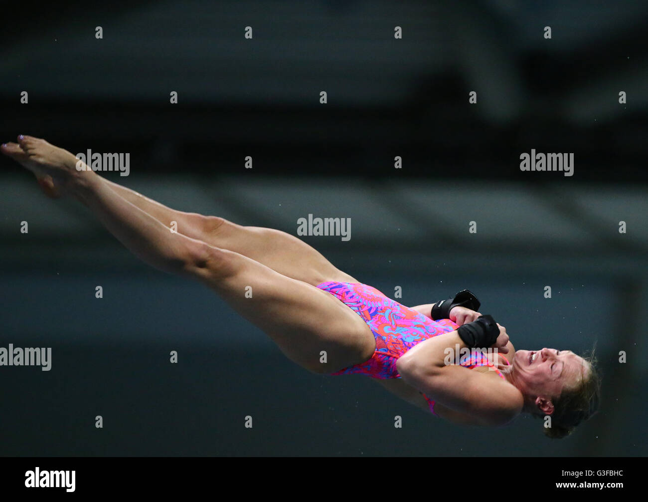 Sarah Barrow on her way to winning the Women 10m, Final during day two ...