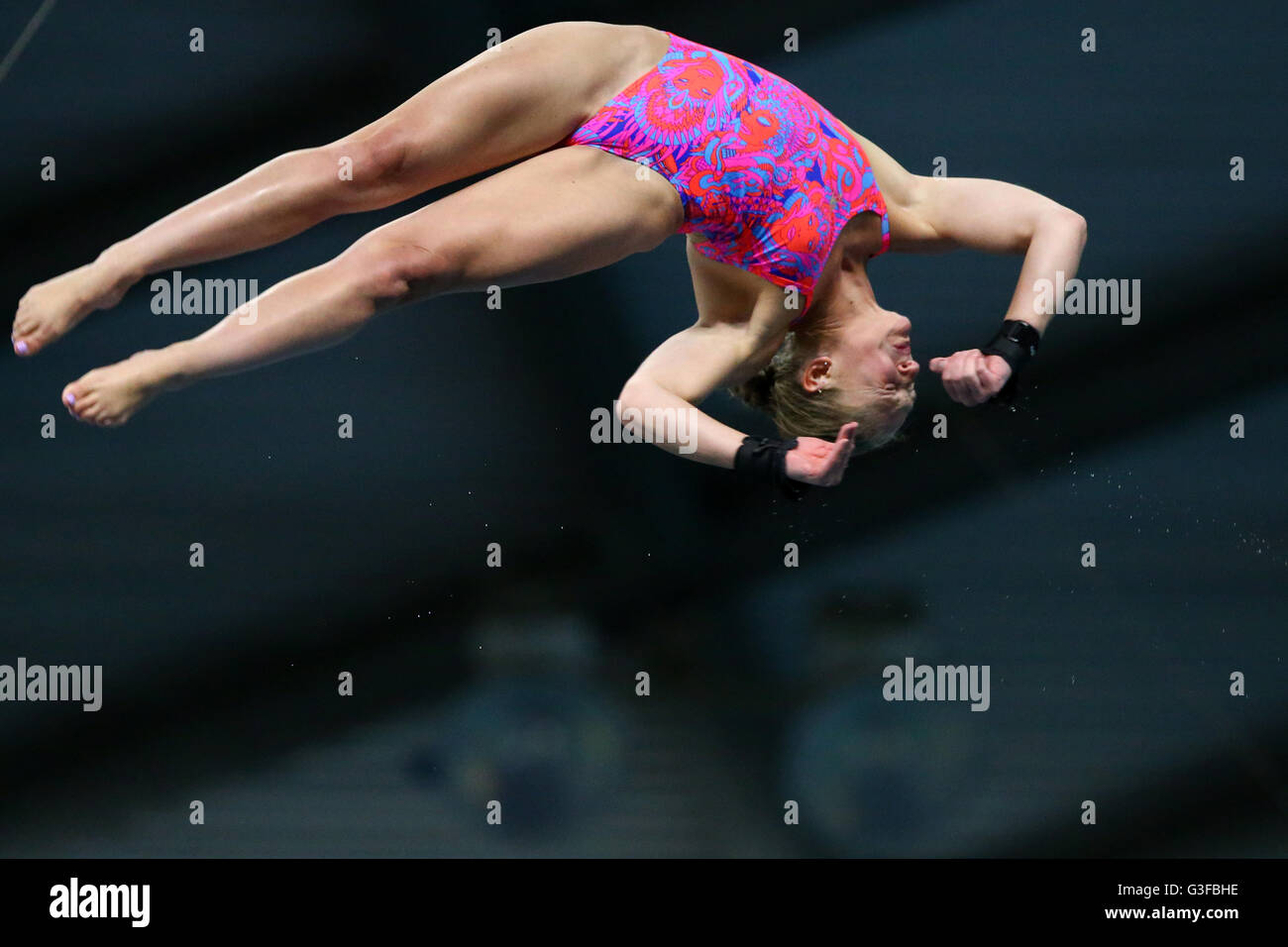 Sarah Barrow on her way to winning the Women 10m, Final during day two ...