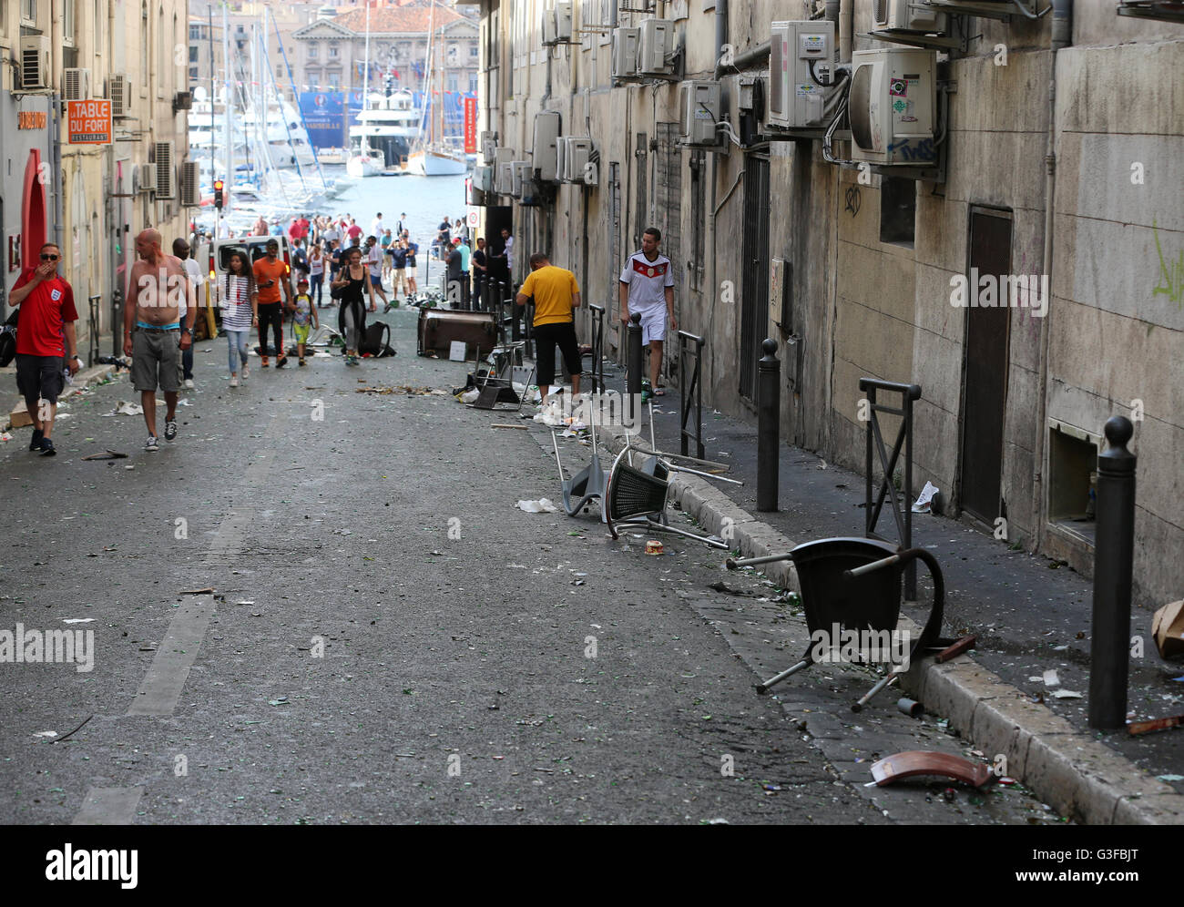 The scene of destruction after football fans clashed ahead of the ...