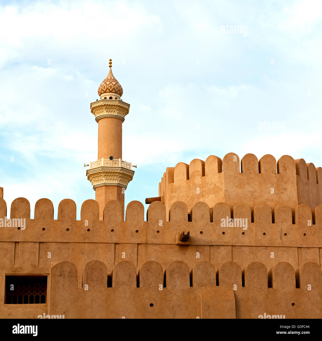 minaret and religion in clear sky in oman muscat the old mosque Stock ...