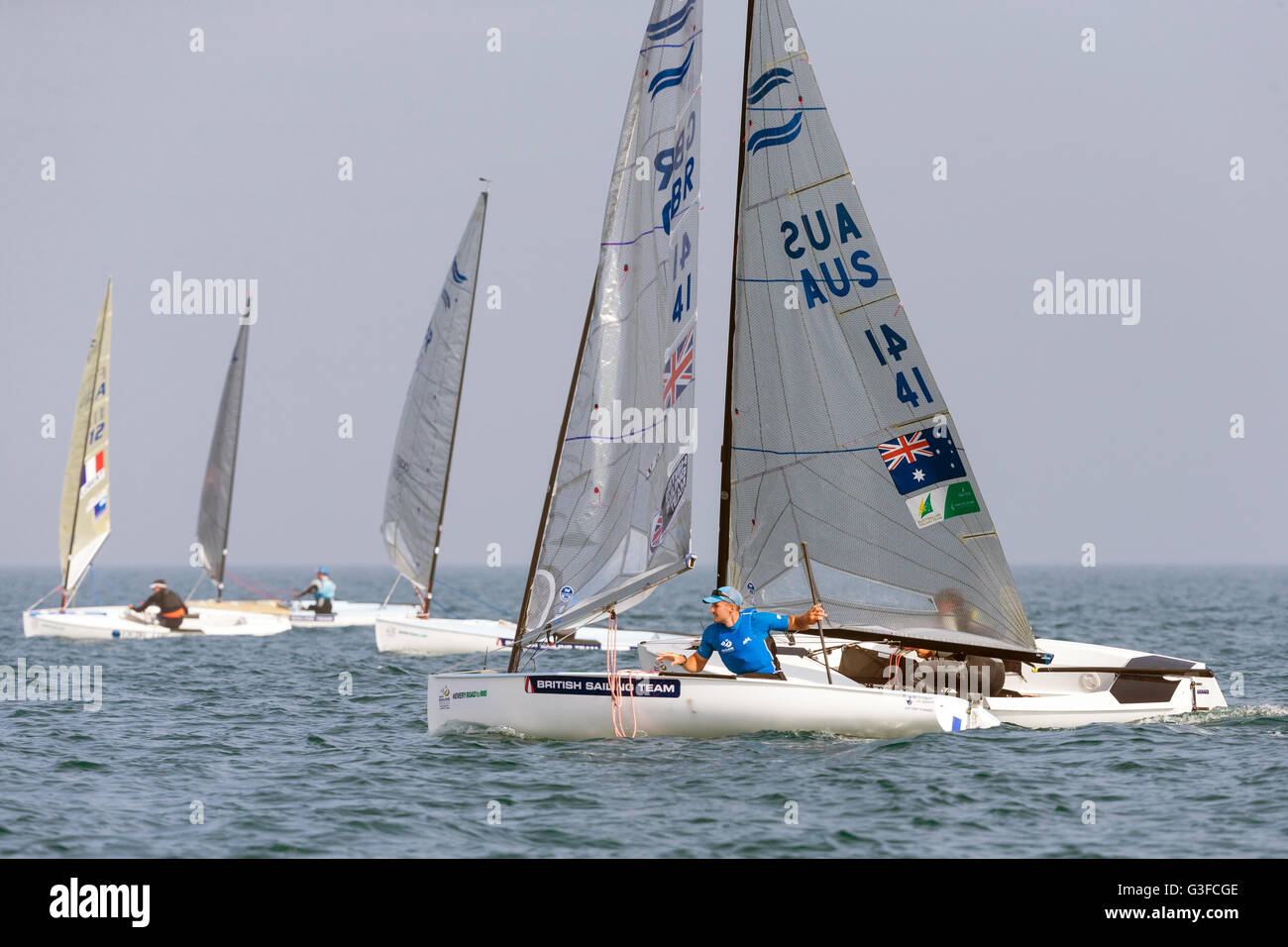 The British Olympic squad Finn sailor Giles Scott (GBR41) racing on day ...