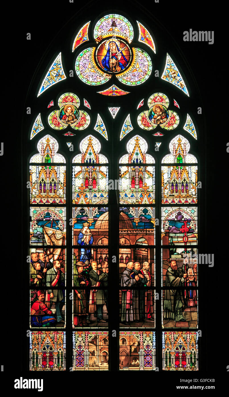 Austria, Upper Austria, Linz, New Cathedral, interior, stained glass window Stock Photo - Alamy