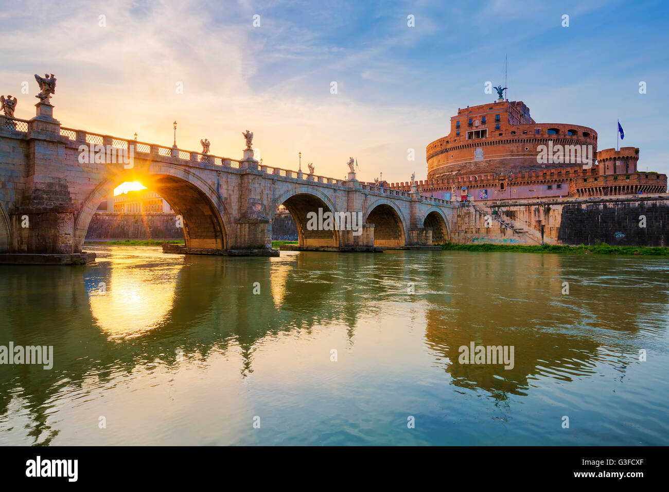 Rome. Image of the Castle of Holy Angel and Holy Angel Bridge over the Tiber River in Rome at ...