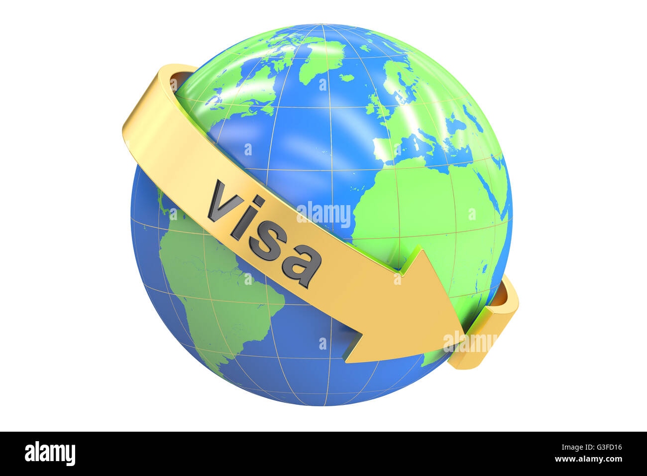 Visa Around the World concept, 3D rendering isolated on white ...