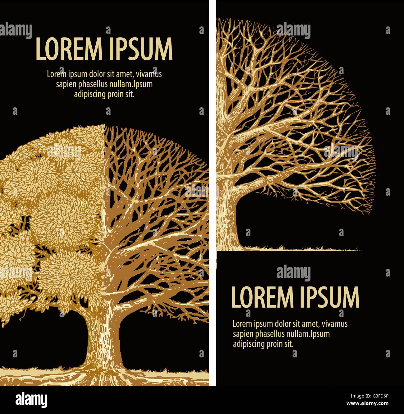 nature brochure, ecology design. Hand-drawn tree graphic Stock Vector ...