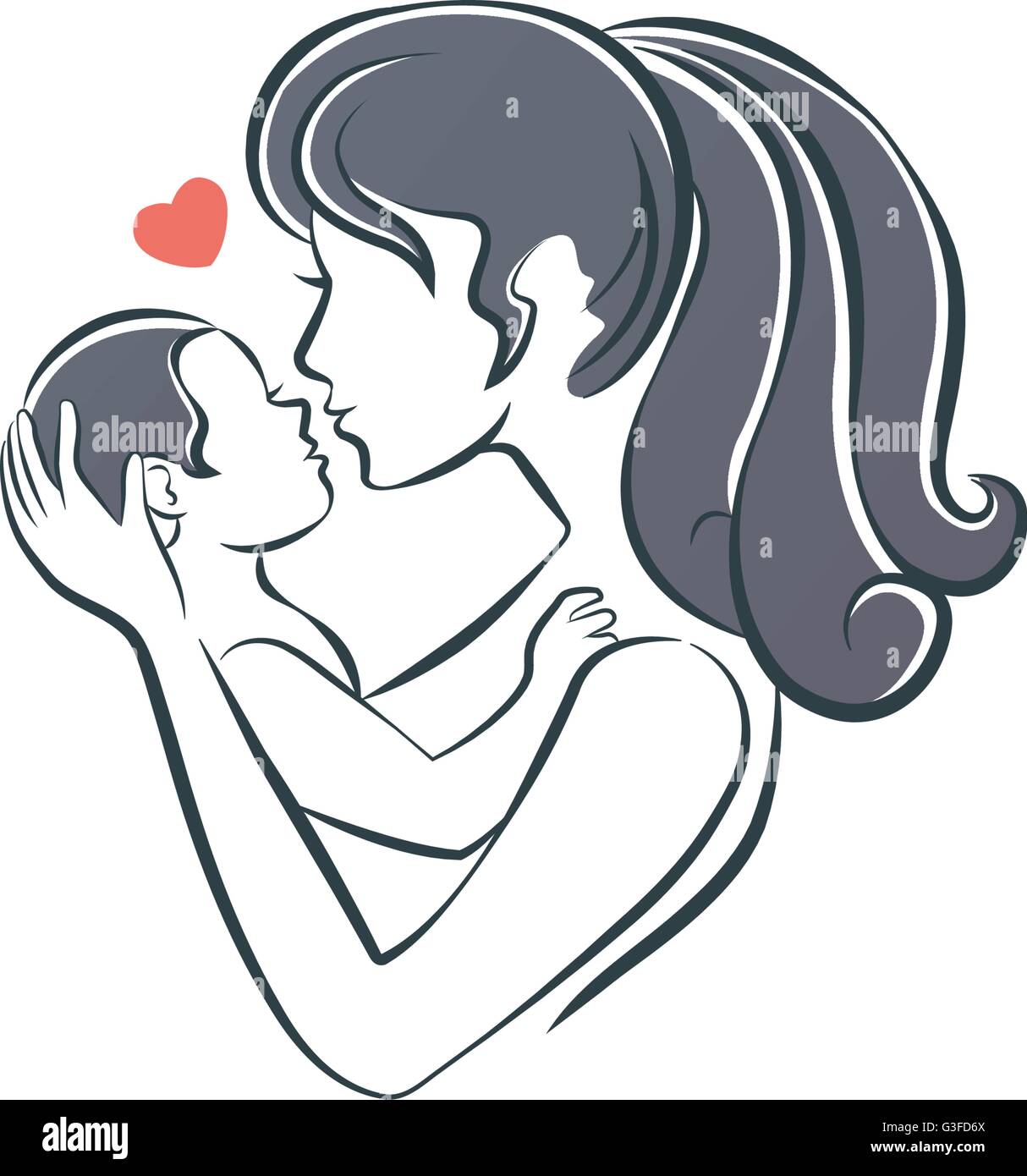 Mother & Baby Silhouette Logo Showing Love And Affection Stock Vector ...