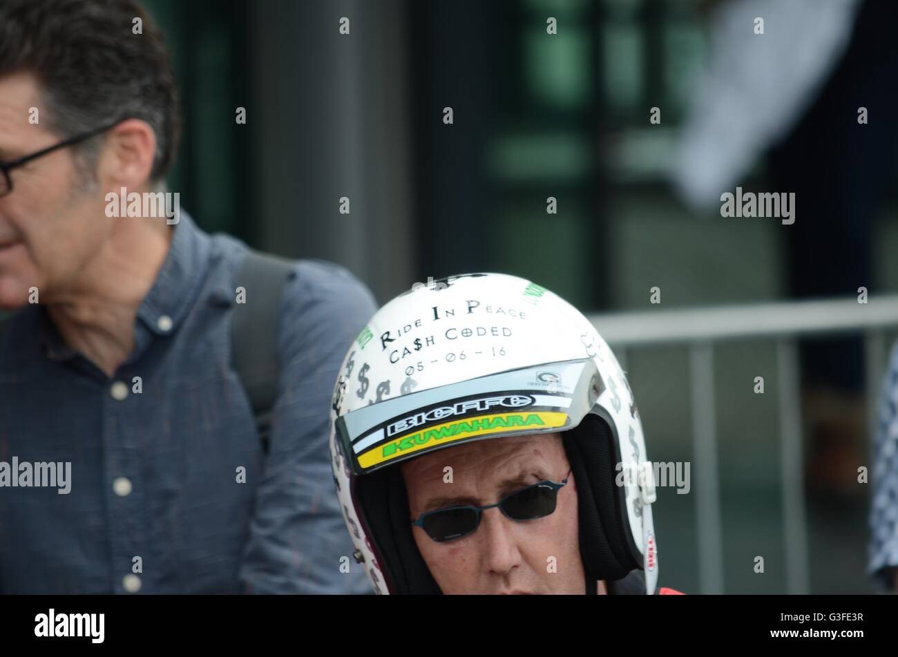 London, England. June 10th 2016. Another helmet tribute to Dan 'Cash ...