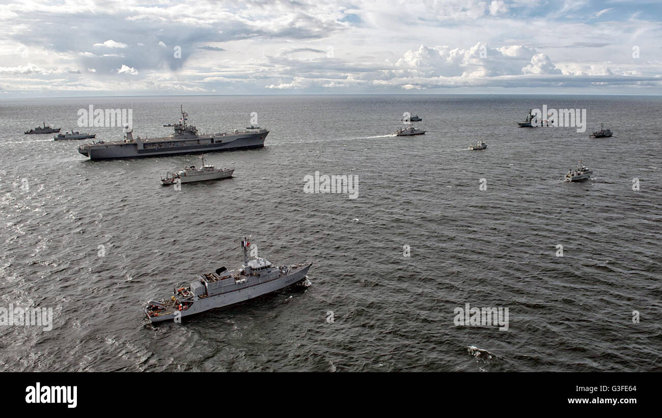 A multi-national formation of warships steam during exercise BALTOPS ...