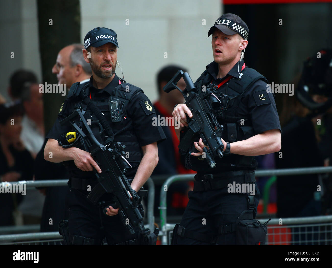 London, UK. 10th June, 2016. Armed City of London police officers ...