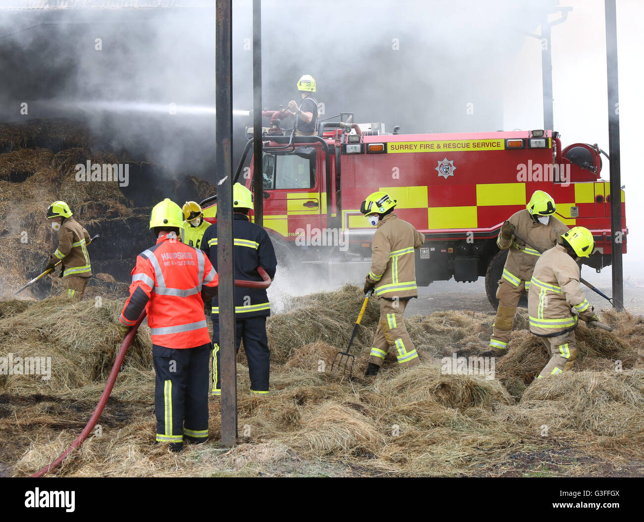 Farnham, Surrey, UK. 10th June, 2016. Fire crews from stations across ...