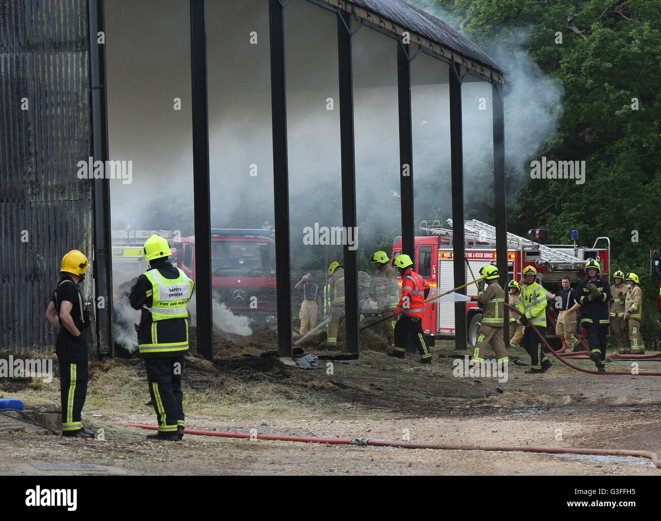 Farnham, Surrey, UK. 10th June, 2016. Fire crews from stations across ...