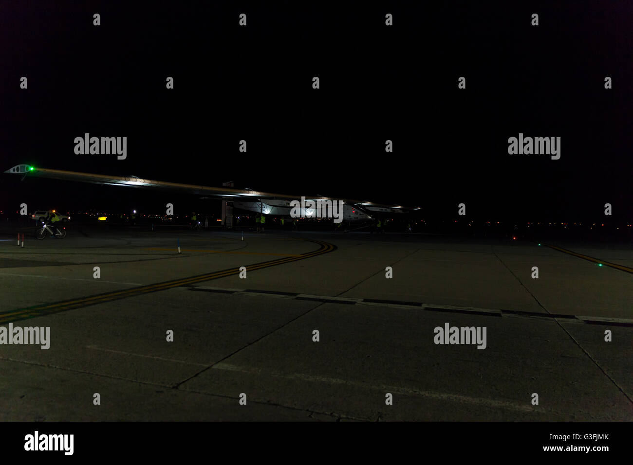 New York, USA. 11th June, 2016. Solar impulse plane landing at JFK ...