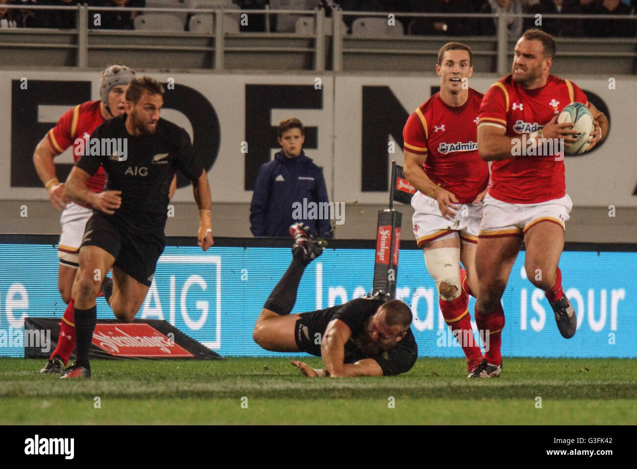 Auckland, New Zealand. 11th June, 2016. Jamie Roberts of the Wales is ...