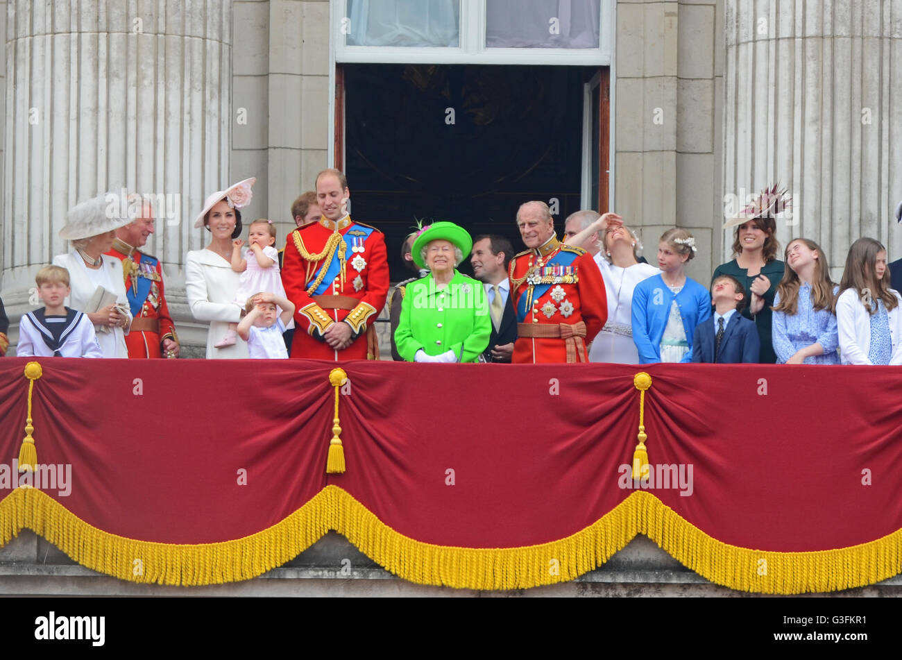 Royal Family viewing the Queen's Birthday Flypast from the balcony of ...