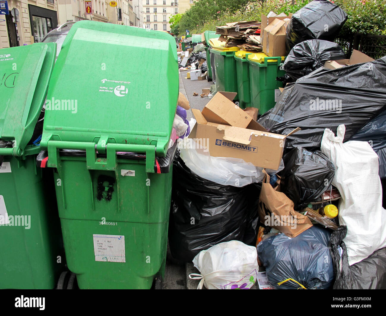 Strike of garbage collection, 11Jun 2016, Paris, 75006, France Stock ...