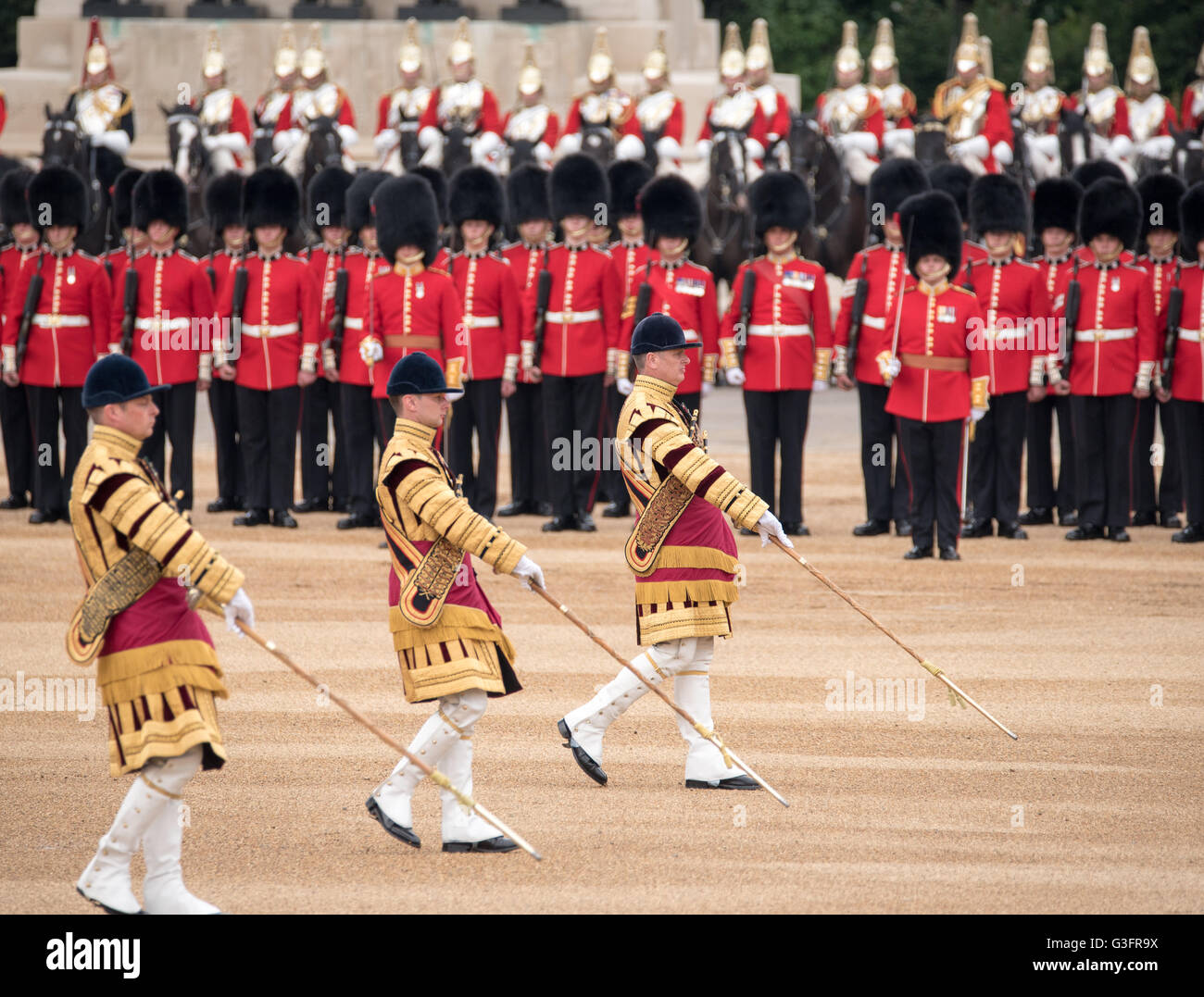 Massed bands at the trooping the colour ceremony hi-res stock ...
