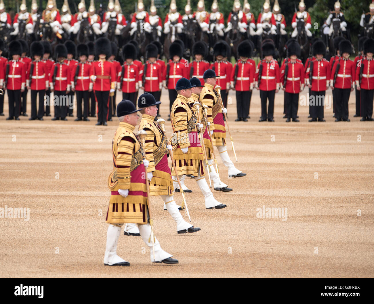 Massed bands at the trooping the colour ceremony hi-res stock ...