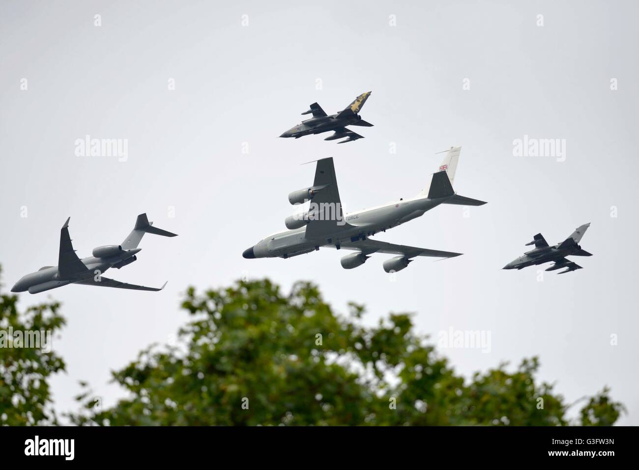 Royal fly past as part of Queen Elizabeth's 90th birthday celebrations ...