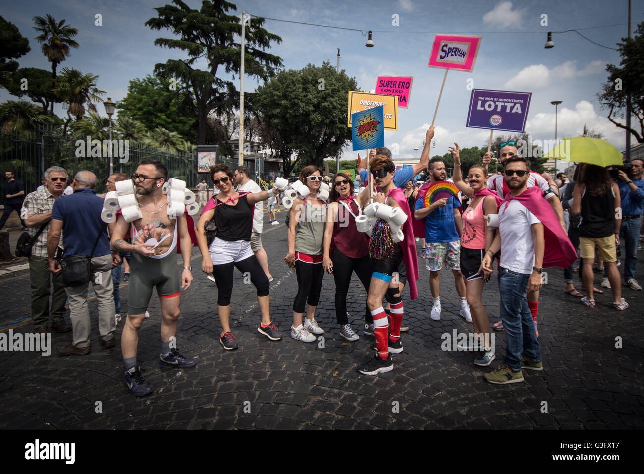 Rome, Italy. 11th June, 2016. The LGBT community demonstrate in Rome ...