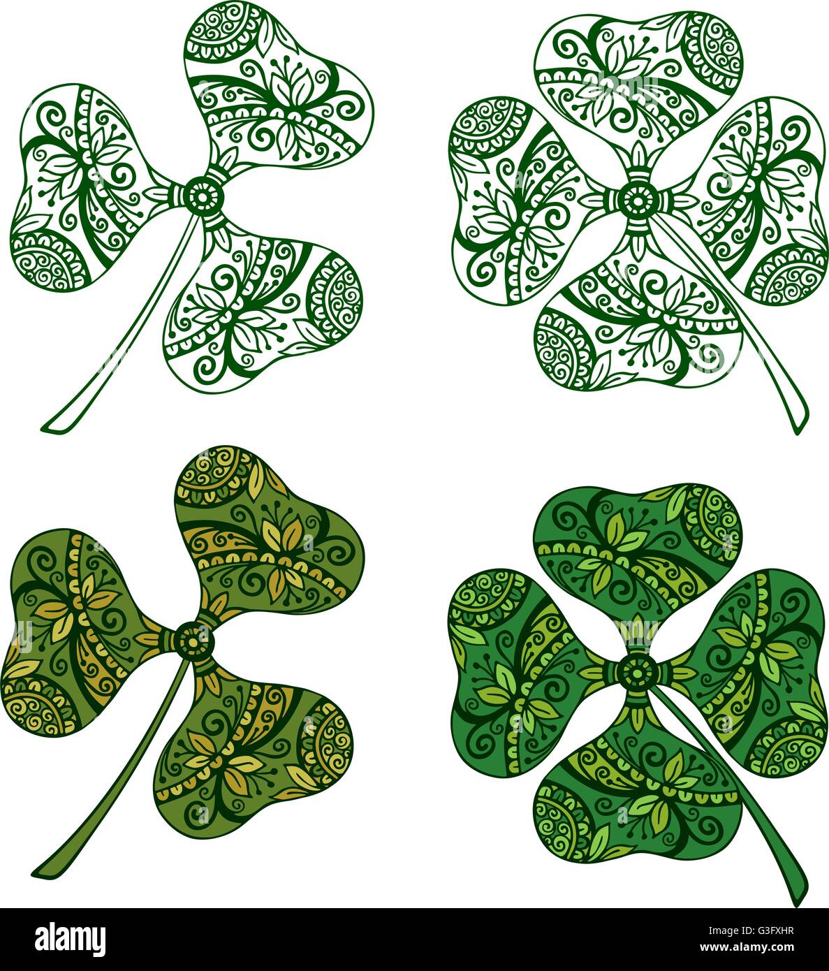 Clover Plants with Floral Pattern Stock Vector Image & Art - Alamy