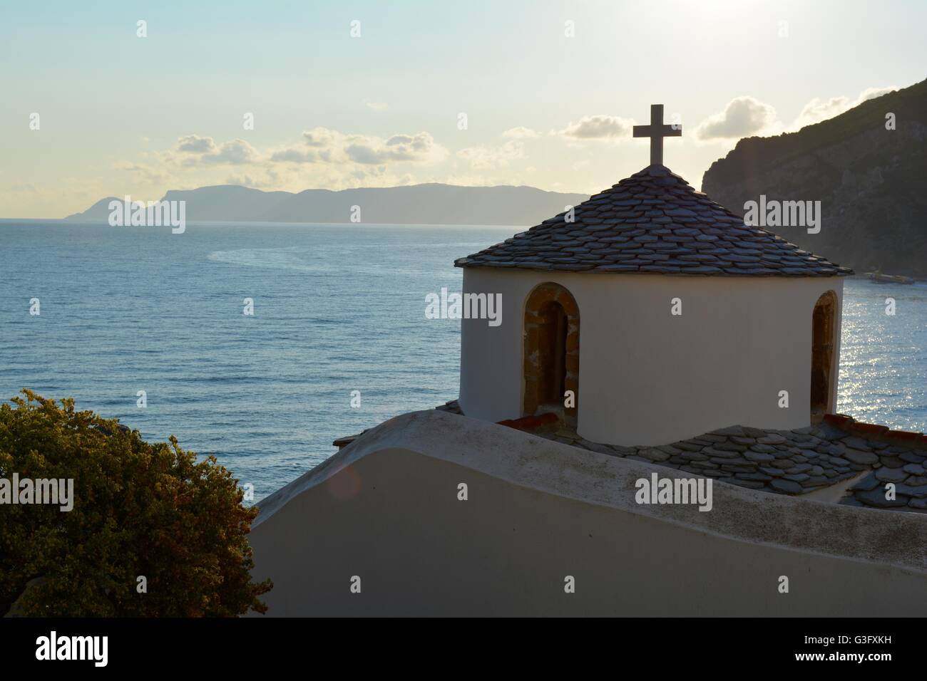 The church of Panagia Tou Pyrgou on the Greek island of Skopelos Stock ...