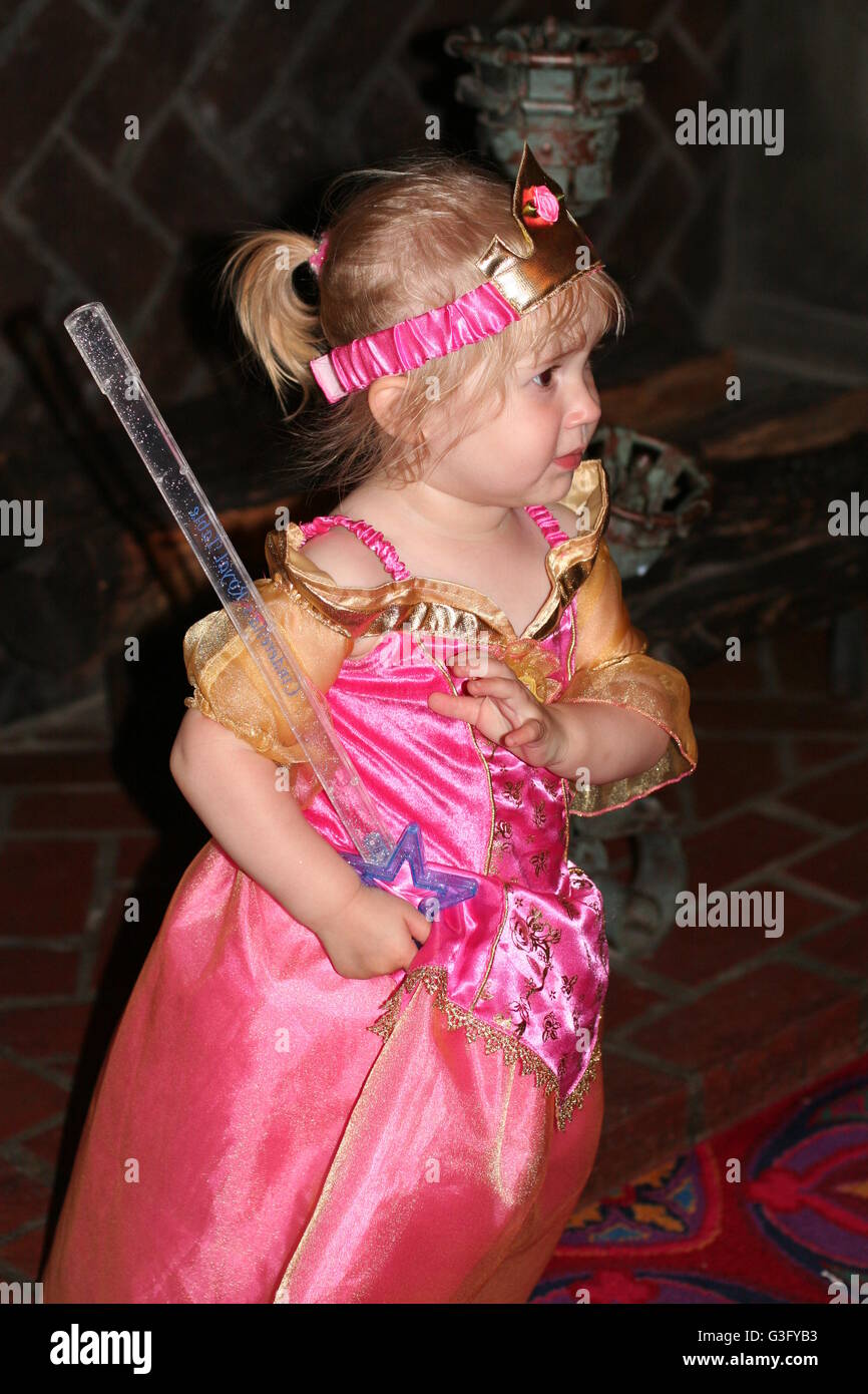 Little princess in costume in Disney's Magic Kingdom, Disney World ...