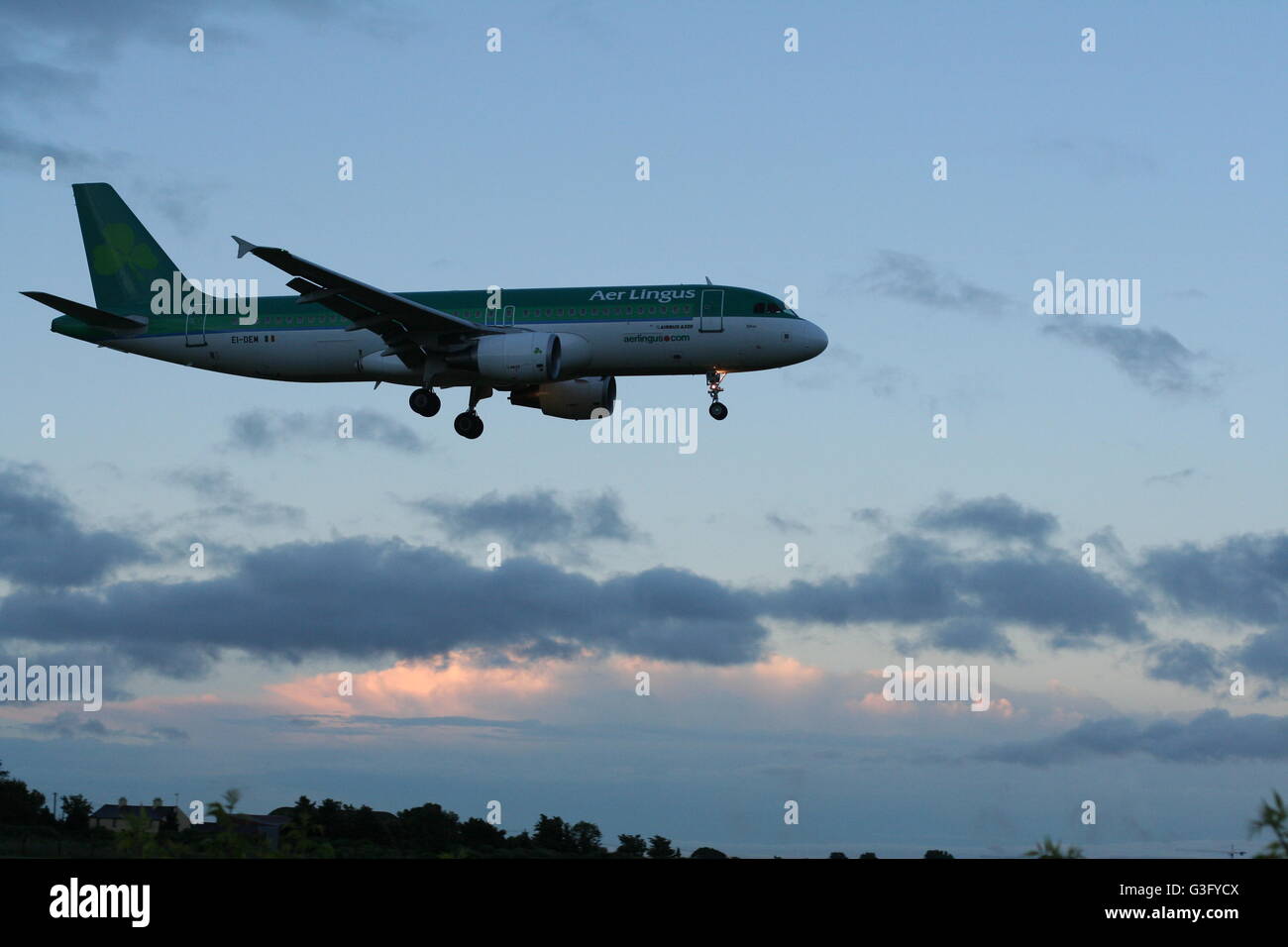 Airplane landing on the runway at Dublin Airport Ireland, travel ...