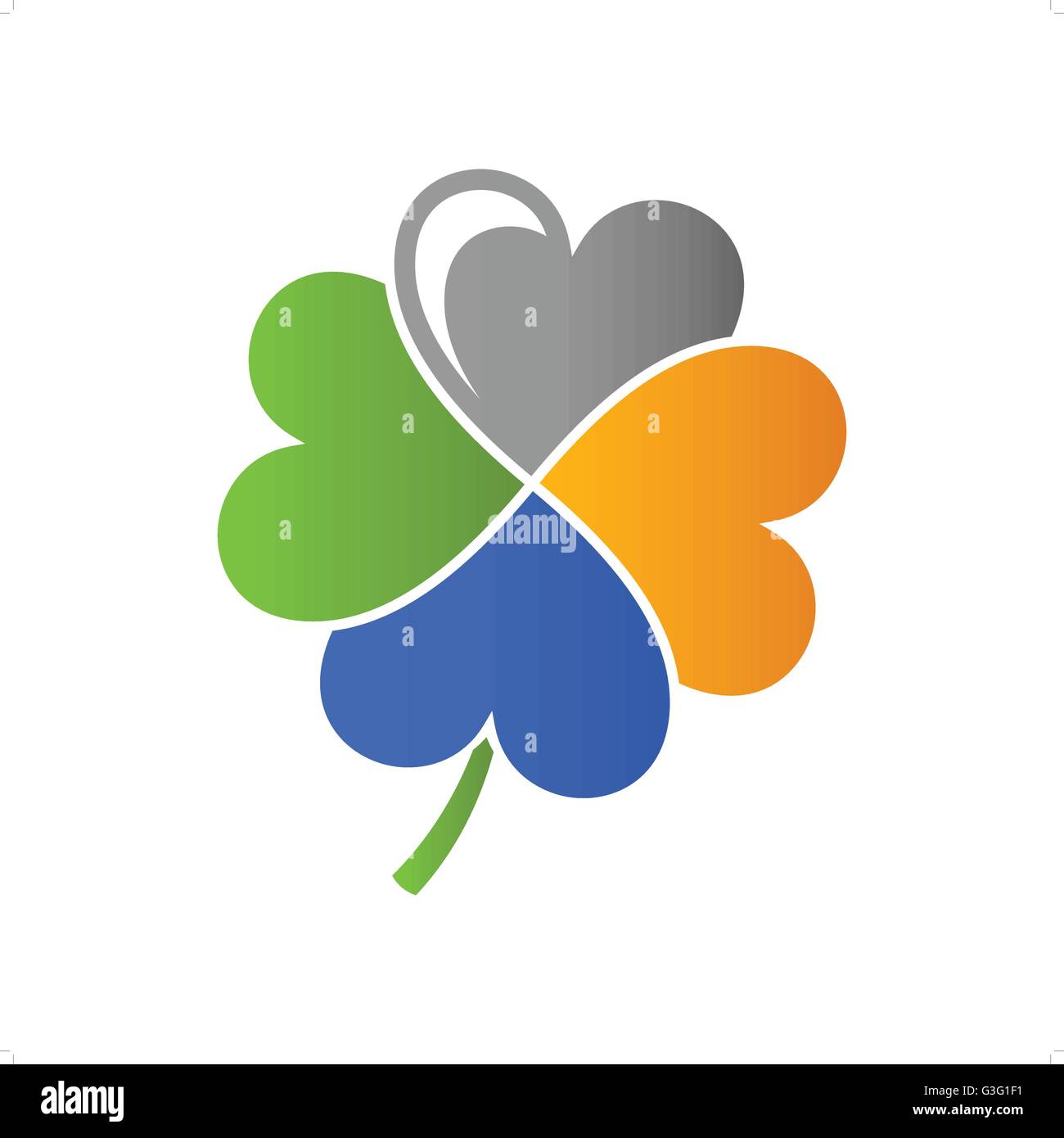 Beautiful stylized colorful flower clover with four leaves vecotr ...