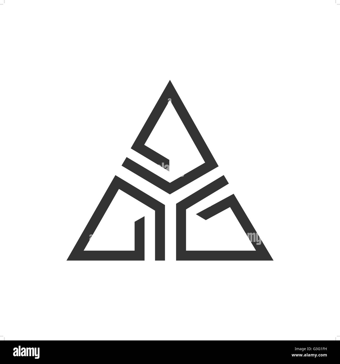 Abstract delta stylized sign line drawing vector illustration isolated ...