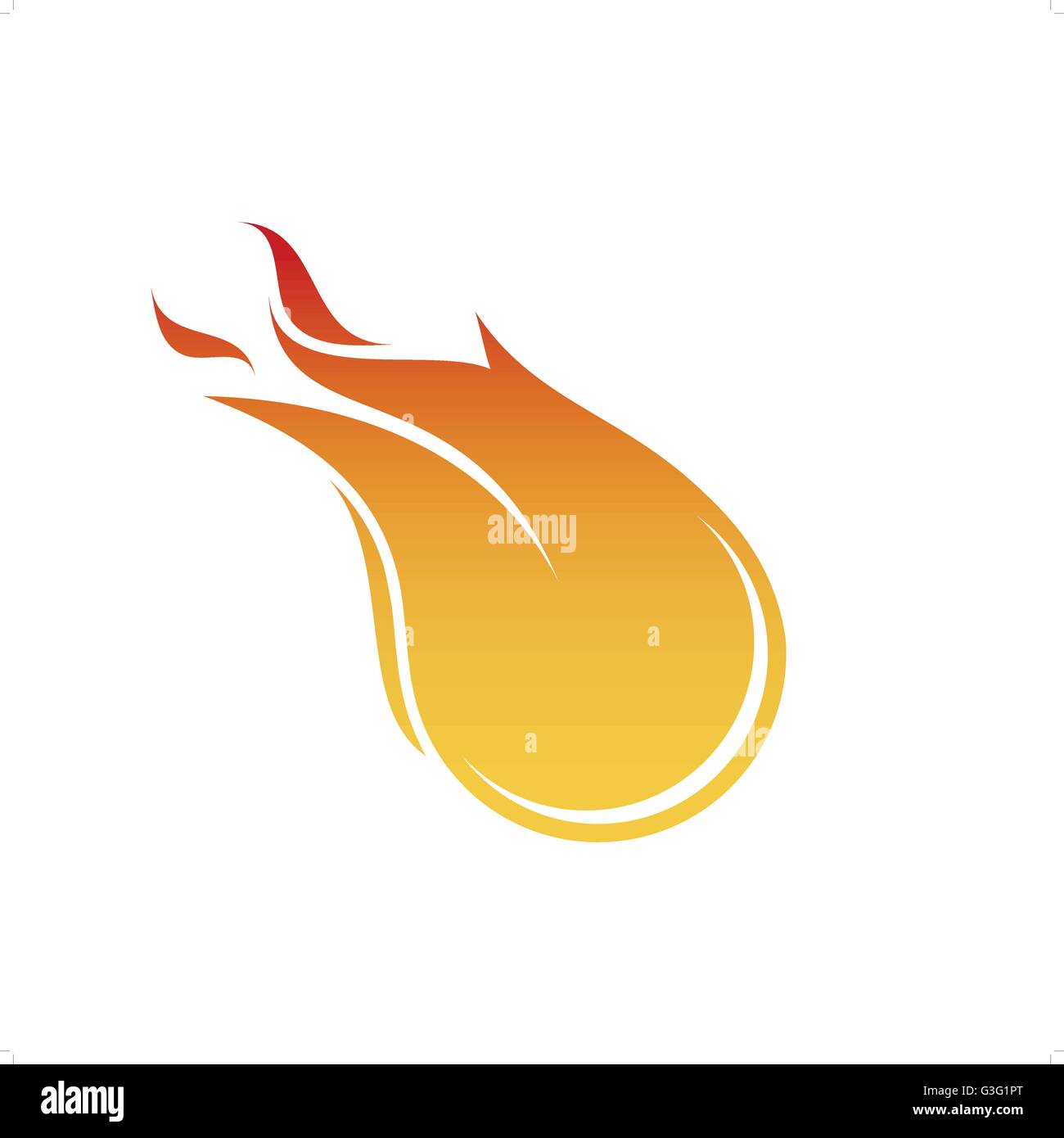 Stylized fireball icon vector illustration isolated on white backgorund ...