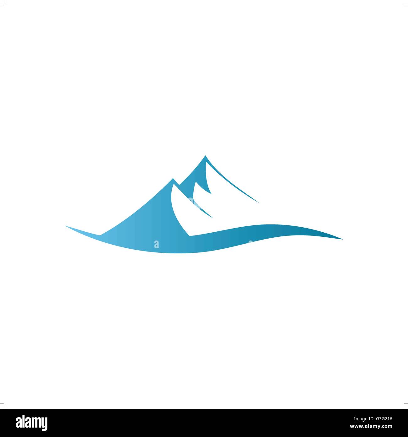 Stylized blue mountains sign vector illustration isolated on white ...