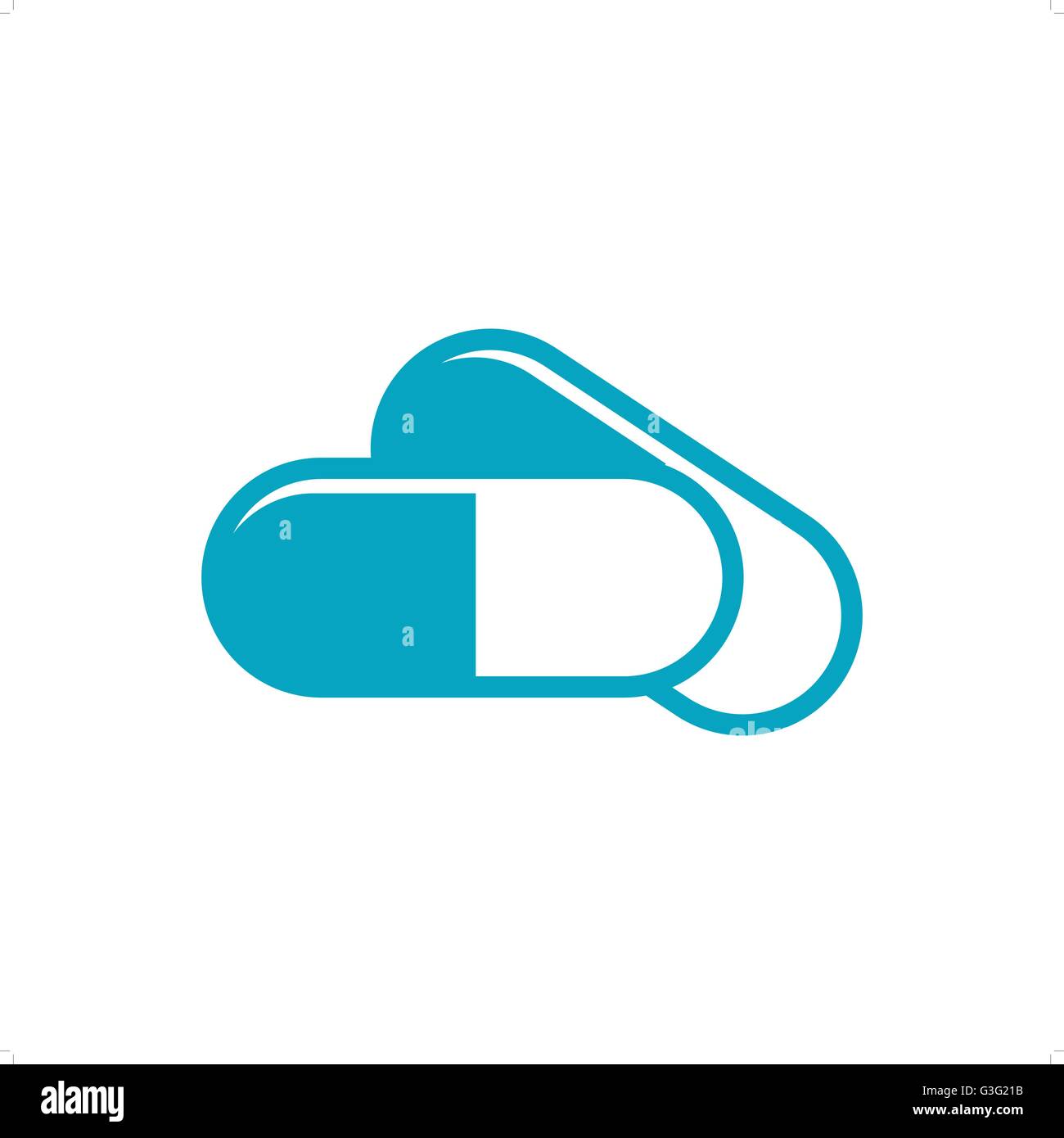 Blue stylized pills vector illustration isolated on white background ...