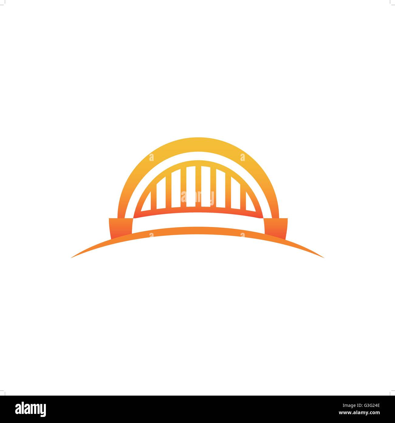 Bridge and river stylized symbol on the white background Stock Vector ...
